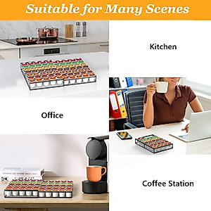 Kssiaz Coffee Pod Holder Drawer, Expandable K Cup Holder Compatible with Keurig K-Cup, K Cup Drawer Organizer Hold 35-70 Coffee Pod Storage for Coffee Station Office and Kitchen, Black