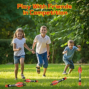 VATOS Slingshot Rocket Launcher Toys for Kids - Sky Rockets Air Foam Scream Rocket with 2 Pack & 1 Launcher | Shoots Up to 250 FT Outdoor Indoor Activity for Boys Girls Aged 4 5 6 7 8 9+