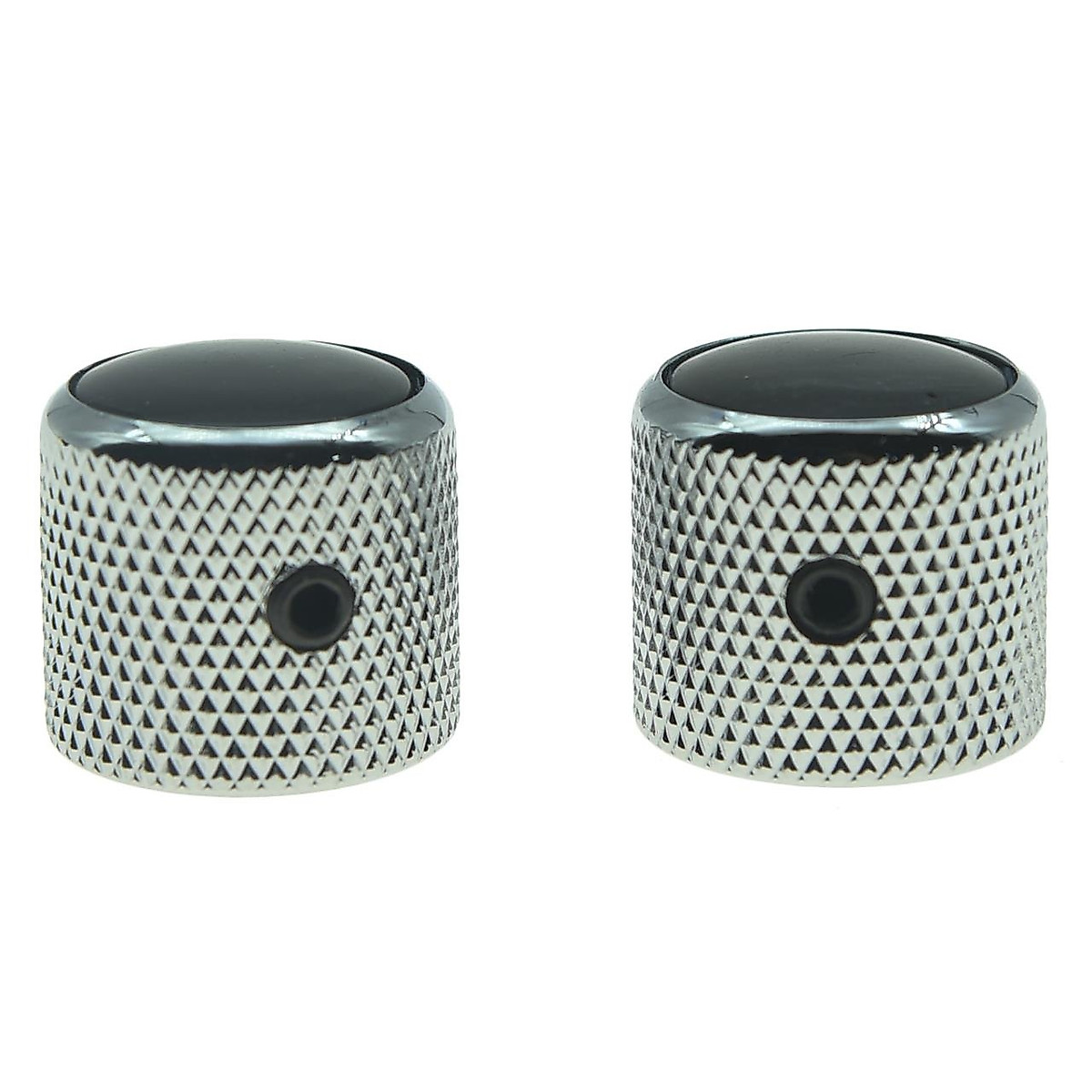 KAISH Set of 2 Black Pearl Top Guitar Dome Knobs with Set Screw for Tele Guitars Black Pearl Cap Bass Chrome Knobs