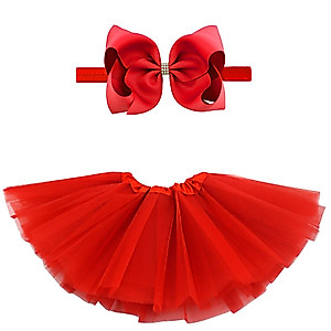 BGFKS 5 Layered Toddlers Tulle Tutu Skirt for Girls with Headband for Baby Girl 0 to 36 Months