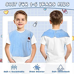 Newwiee 6 Pcs 20 x 16 Inch Baby Bibs with Snaps Unisex Toddler Bibs for Feeding Water Absorbent Bibs Adjustable Toddler Soft Bib for Baby Toddler Drooling Feeding Eating