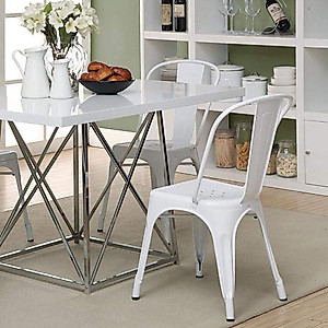 FDW Metal Dining Chairs Set of 2 Indoor Outdoor Chairs Patio Chairs Kitchen Metal Chairs 18 Inch Seat Height Restaurant Chair Metal Stackable Chair Tolix Side Bar Chairs 330LBS Weight Capacity