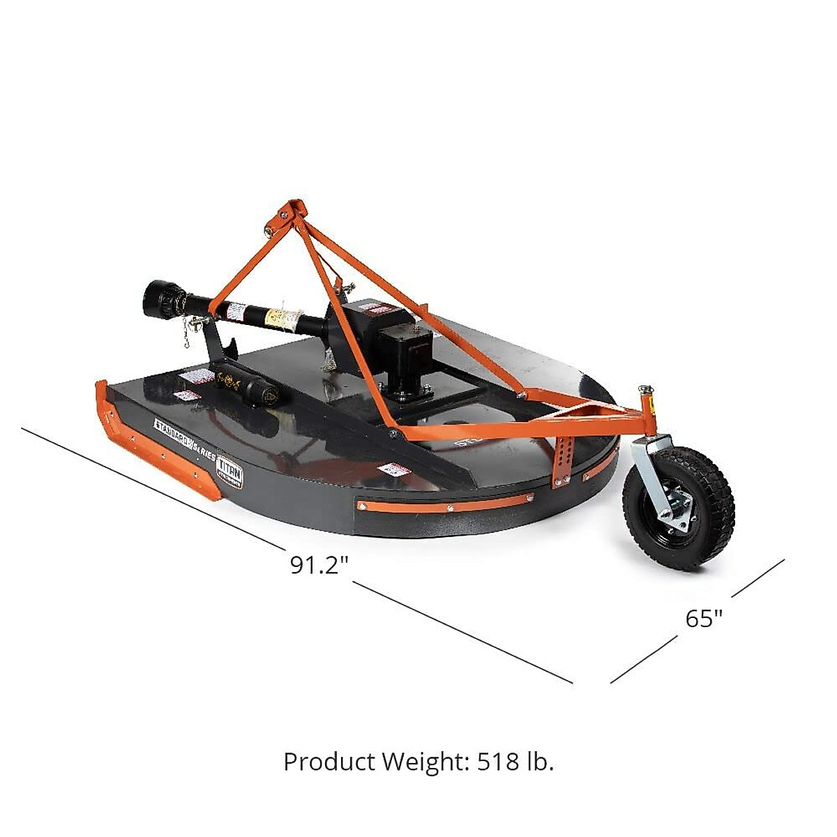 Titan Attachments 5 FT Standard Series Compact Rotary Brush Cutter, Slip Clutch PTO Shaft