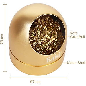 Kaisiking Soldering Iron Tip Cleaner Solder Tip Cleaning Wire and Holder Station Soft Coiled Brass with 3 Pcs Solder Tip Cleaning Wire and 1 Pcs Holder For Cleaning Soldering Irons and Tips