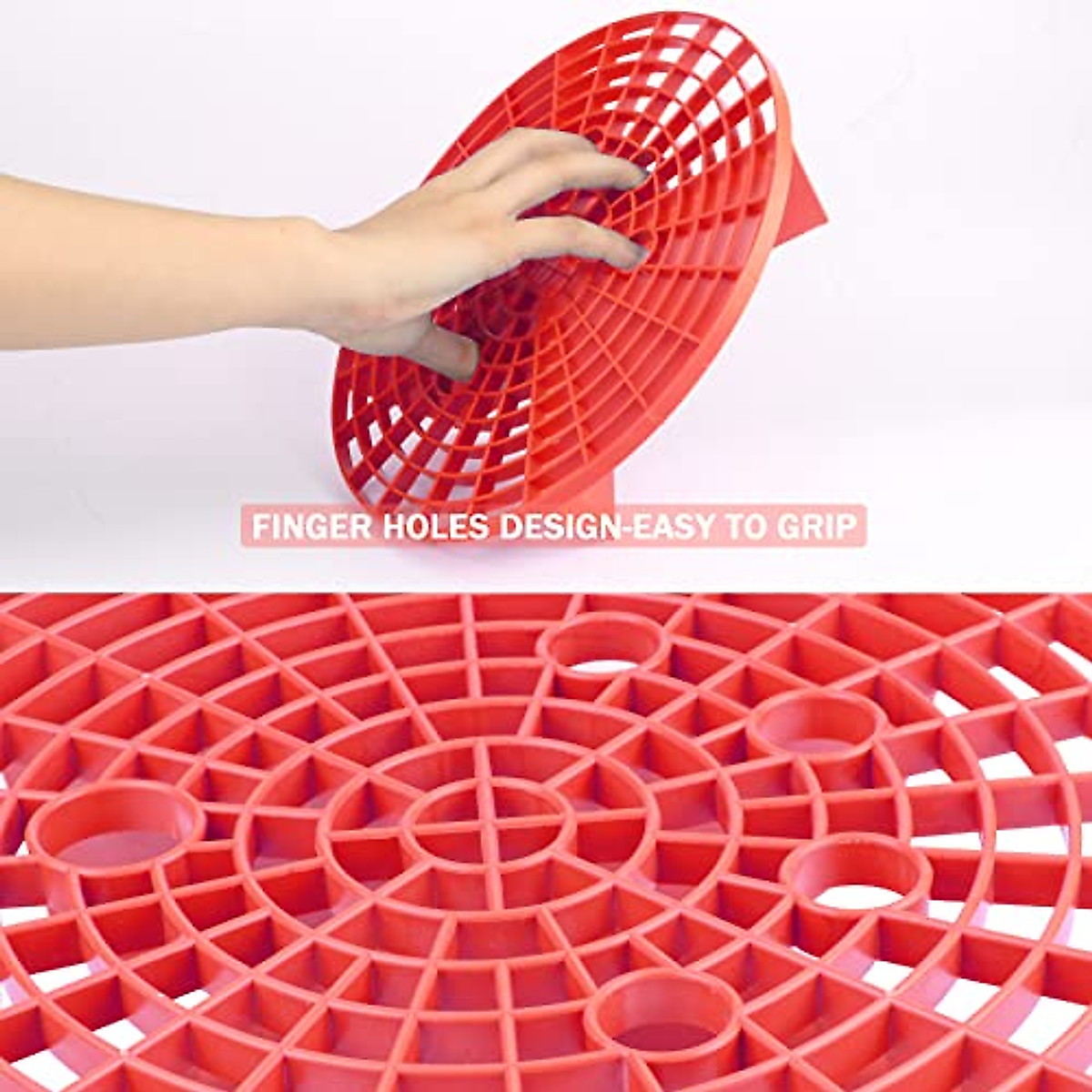 Amiss 2 Pack Car Wash Bucket, Automotive Wash Tool and Detail Kits, Scratch Prevention Bucket Tool, Car Interior Exterior Accessories, Fits 10.2 Inch - Red