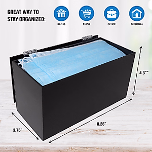 Essentially Yours Face Mask Dispenser | Acrylic Mask Box with Cover for Storing and Dispensing Personal Face Masks (Black)