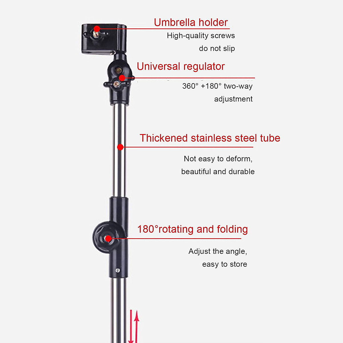 Umbrella Holder Bike Umbrella Stand Holder Adjustable Stainless Steel Tube with Ring Locks Accessories for Motorcycle