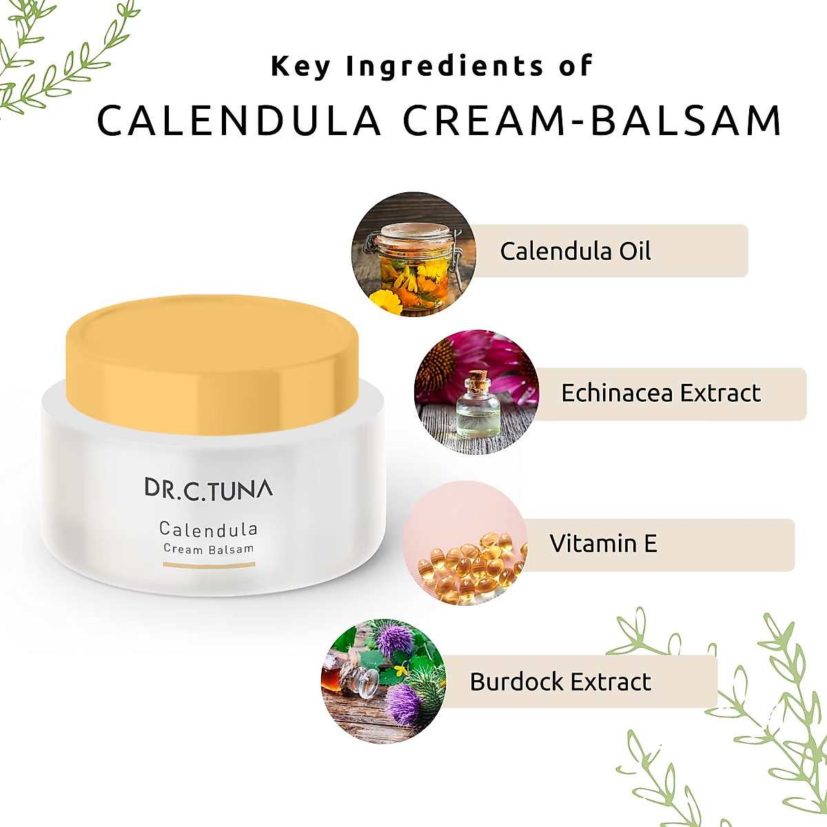 FARMASi Dr C Tuna Calendula Cream Balsam for Skin, Body Pure Natural Skincare Repair and Moisturizer Healing Effects for Dry Skin, Plant Rich Protection with Calendula, Chamomile 3.4 Fl (Old Package)