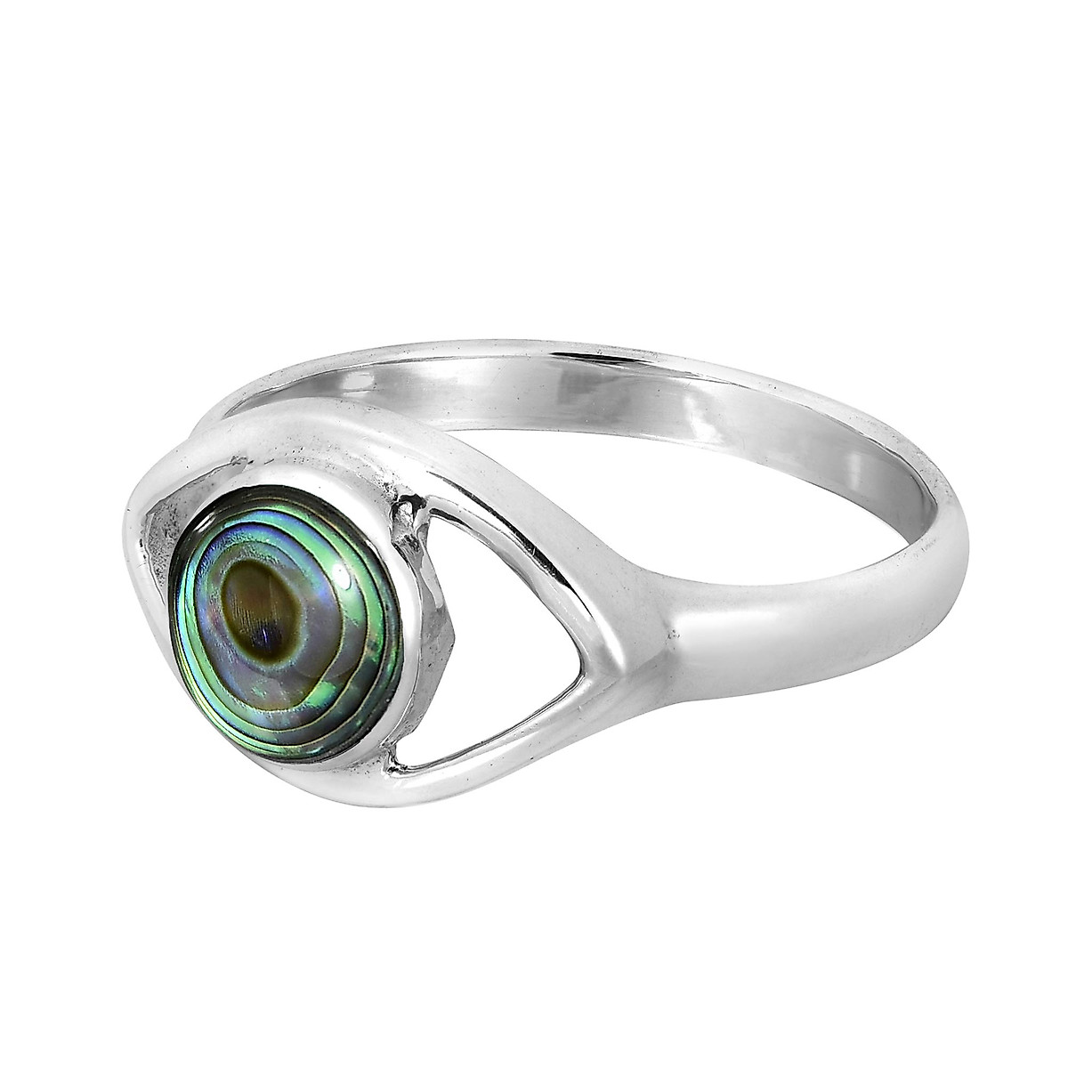 AeraVida Mystical Evil Eye with Abalone Shell Inlay .925 Sterling Silver Ring (11)