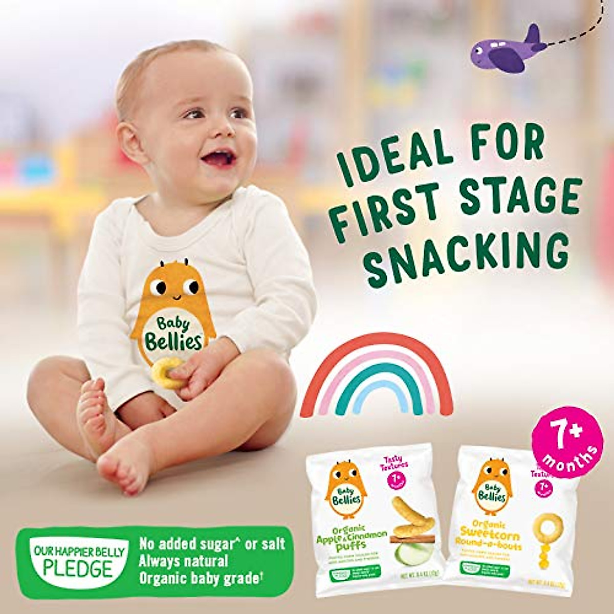 Little Bellies Organic Round-a-bouts Baby Individual Snack Packs, Sweetcorn, 0.4 Ounce (Pack of 6)