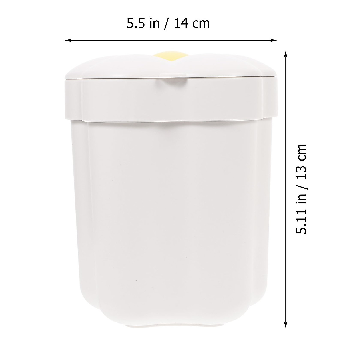 TEHAUX Mini Desk Trash Can with Lid, Desktop Mini Plastic Waste Garbage Can Countertop Garbage Bin Cute Flower Shape Wastebasket Mini Waste Can for Desk Car Office Home Kitchen, White