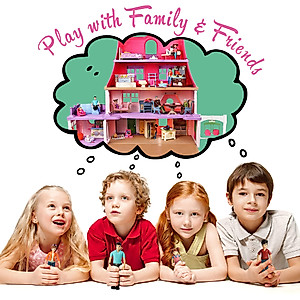 Sweet Li'l Family Dollhouse People Set of 9 Action Figure Set - Grandpa, Grandma, Mom, Dad, Sister, Brother, Toddler, Twin Boy & Girl