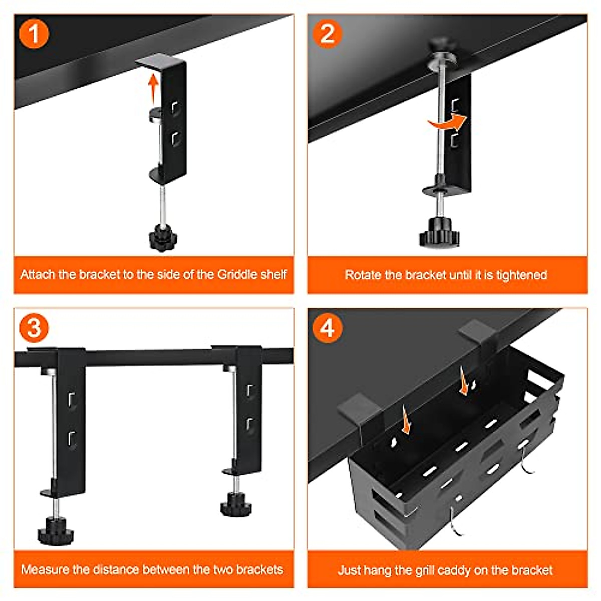 Griddle Caddy for 28" 36" Blackstone Griddle, DEWVIE No Drilling Removable Grill Caddy BBQ Accessories Space Saving Storage Box Organizer
