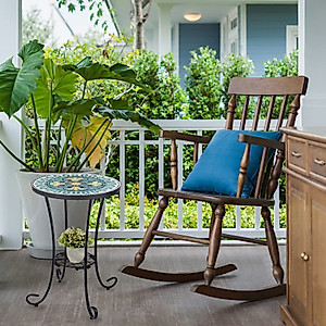 VCUTEKA Outdoor Side Table Mosaic Patio Table Accent Table Mosaic Tile Top Metal Frame Small End Table Porch Beach Patio Garden Balcony Green 14''