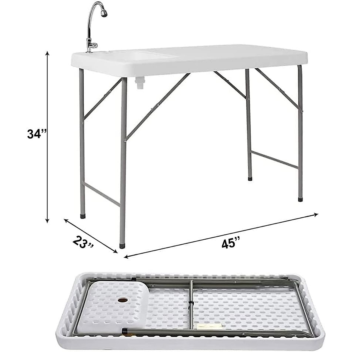 Camping Sink,Fish Cleaning Table with Sink,Outdoor Portable Folding Fish Cleaning Station, Washing Picnic Camping Kitchen Table Fish Fillet Hunting Table