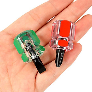 2 Pcs Red and Green Screwdriver Set Mini Stubby Slotted Screwdriver Set Adorable Quality and Practical Deft Design Screwdrivers and Nut Drivers