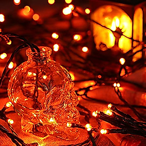 200LED Halloween Orange Lights, 72ft Decoration Solar String Lights, Waterproof Solar Fairy Lights for Gardens, Backyard, Balcony, Party, Holiday, Camping Decor (1 Pack, Orange)