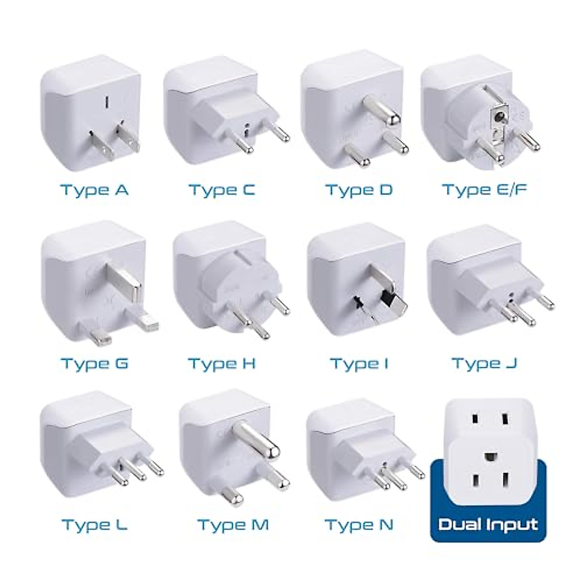 Ceptics World Travel Adapter Set - 2 in 1 USA to Europe, Asia, Africa, India, Japan, Australia, Brazil, China, Israel and more - 11 Pack - Safe Grounded - Works with Cell phones, Laptops, Chargers