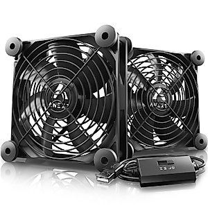 ANEXT, 120mm USB Computer Fan Black, 120mm Fan, Silent Fan for Receiver DVR PlayStation Xbox Computer Cabinet Cooling, 2 in 1 Packs Black