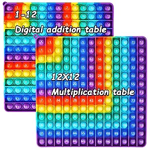 2 in 1 Multiplication Table and Digital Addition Table P0PP Math Toy, DK-SIMINA Rainbow Dimple Fingertip Toy, Multiplication Table Math Manipulation Game, Create Various Math Operations (1 PCS)