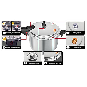 VITASUNHOW Stainless Steel Pressure Cooker with Steamer Basket, Faster Cooking and Safety Pressure Release (5-Liter)