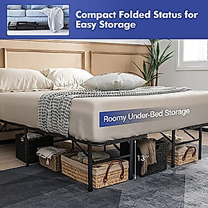 Giantex Folding Bed Frame, Twin/Full Size Portable Bed Base for Kids, Teens & Adults, Tool-Free Assembly, No Box Spring Needed, 660 LBS Capacity, Steel Platform Bed