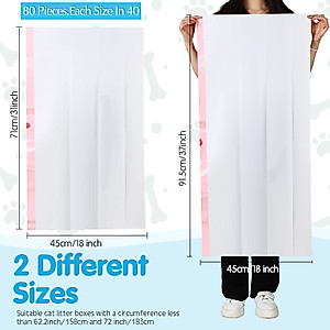 Jutom Large Cat Litter Box Liners, 80 Count, 36 x 18 in and 31 x 18 in, Scratch Resistant HDPE Material, Convenient Drawstring Design, Keep Home Clean