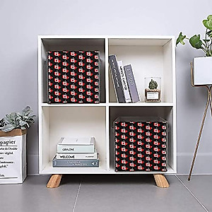 Canadian Flag Map Storage Bin Foldable Cube Closet Organizer Square Baskets Box with Dual Handles
