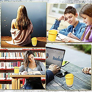 AniSqui 12 oz Reusable Coffee Cup with Lids, Glass Travel Coffee Mugs (Yellow)