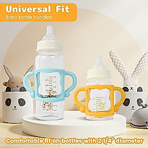 (4-Pack) Baby Bottle Handles Compatible with Dr Browns or Other Narrow Baby Bottles, Soft Silicone Easy Grip Holder