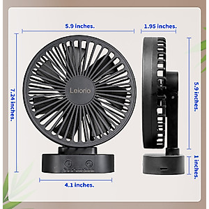 LEIORIO Small Fan Rechargeable,3 Speed Timable Desk Fan with 90° Head Rotation,Small Office Fan for Office,Portable Fan for Indoor,Outdoor,Travel,Energy Efficient Ultra Usage Time Quiet Fan