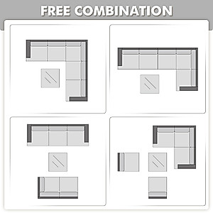 XIZZI 6 Pieces Patio Sectional Furniture Set - All Weather Wicker Rattan Outdoor Modular Sectional Sofa Couch Patio Furniture Set with GlassTable, Patio Conversation Set (Beige)
