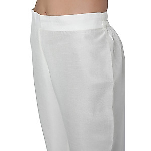 Janasya Indian Women's Off-White Poly Silk Kurta With Pant And Dupatta(SET268-KR-NP-XL)