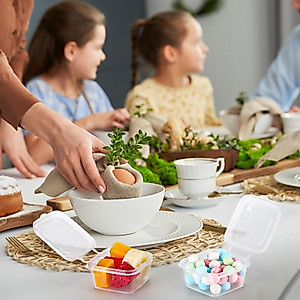 Hushee 500 Pack 2oz Plastic Disposable Portion Cups with Hinged Lids Disposable Sauce Containers with Lids Disposable Food Storage with Lids Disposable Souffle Cups for Lunch Party Trips