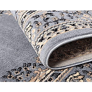 Unique Loom Reza Collection Traditional Persian Style Area Rug, 2 ft 2 in x 8 ft 2 in, Gray/Ivory