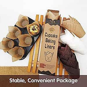 [Nordic Paper] 200pcs Natural Tulip Cupcake Liners for Baking Cups Unbleached EU Parchment paper Tulip Muffin Liners, Cupcake Wrapper for Party, Christmas by Bake Choice