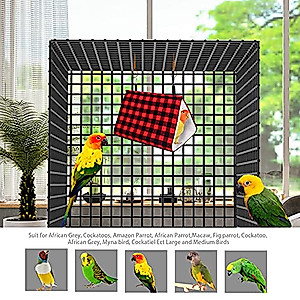Wehhbtye 2PCS Winter Warm Bird Hanging Hammock House-Buffalo Plaid Bird Nest Snuggle Shed Hut,Plush Fluffy Finch Cage for Hamster Budgies Parakeet Cockatiel Cockatoo Lovebird Parrot Pouch Hut Hideaway