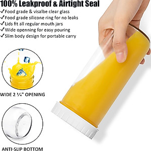 Glass Drinking Bottle Travel Drinking Jars 6 Pack, 16oz Mason Jars Regular Mouth Beverage Bottle with Airtight Lids, Reusable Water Bottle Skinny Tumbler for Juice/Smoothies/Kombucha/Tea/Milk/Shakes