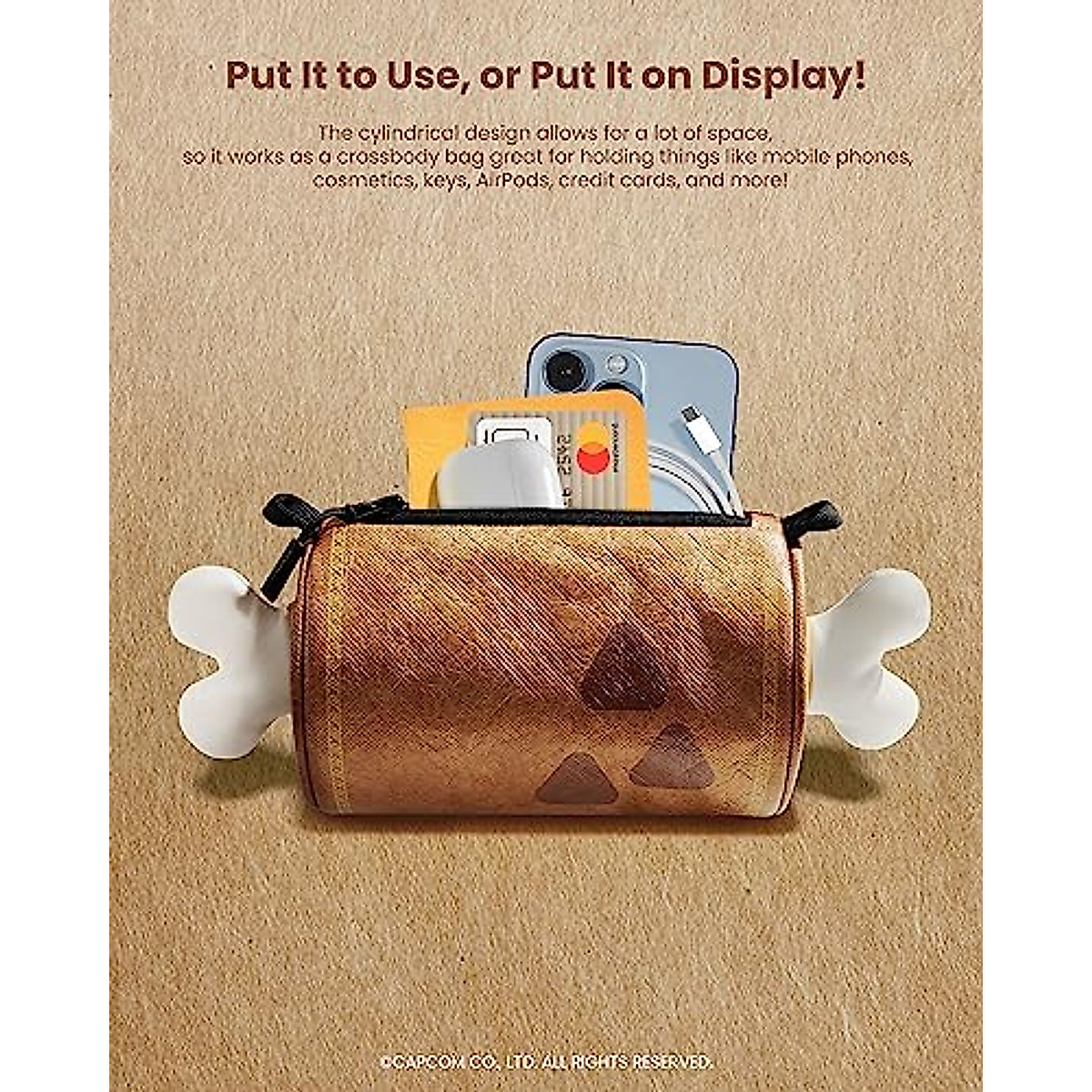 tomtoc Steak Daily Sling Bag, Monster Hunter Mini Crossbody Bag, Eco-friendly DuPont Material, Great for Holding Mobile Phones, Cosmetics, Keys, AirPods, Credit Cards, A Must-have for Hungry Hunters!