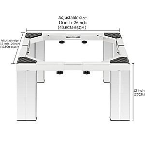 Chinchilla Heavy Duty Mini Fridge Stand-Adjustable Washing Machine Base Stand with 4 Heavy Duty Feet Increase 12 inch Height Universal Dryer Stand for Refrigerator Furniture Washing Dryer