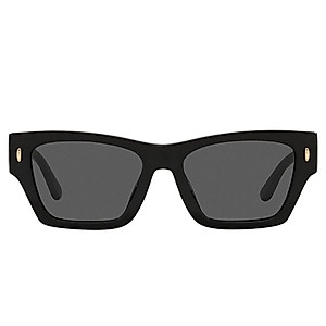 Tory Burch Women's TY7169U Universal Fit Rectangular Sunglasses, Black, 52mm