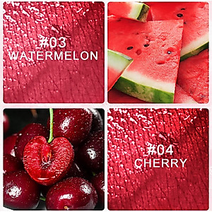 4 Colors Lip Tint Stain Set,Korean Lip Gloss Lip Tint Stain Mini Liquid Lipstick Multi-use Lip and Cheek Tint Long Lasting Non-Stick Cup Waterproof, High Pigment Vivid Color Lip Tint Makeup