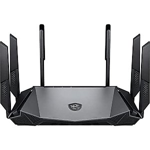 MSI Radix AX6600 WiFi 6 Tri-Band Gaming Router, AI QoS, 1.8GHz Quad-Core Processor, MU-MIMO, Tri Band Gigabit Wireless, 8-Stream, High Speed Long Range Gaming Router