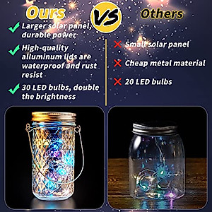 20 Sets Solar Mason Jar Lights 30 LED Fairy Lights with Jar Lid Waterproof Lantern String Lights with 20 Hangers for Outdoor Yard Patio Lawn Garden Wedding Decoration Christmas, Jars Not Included