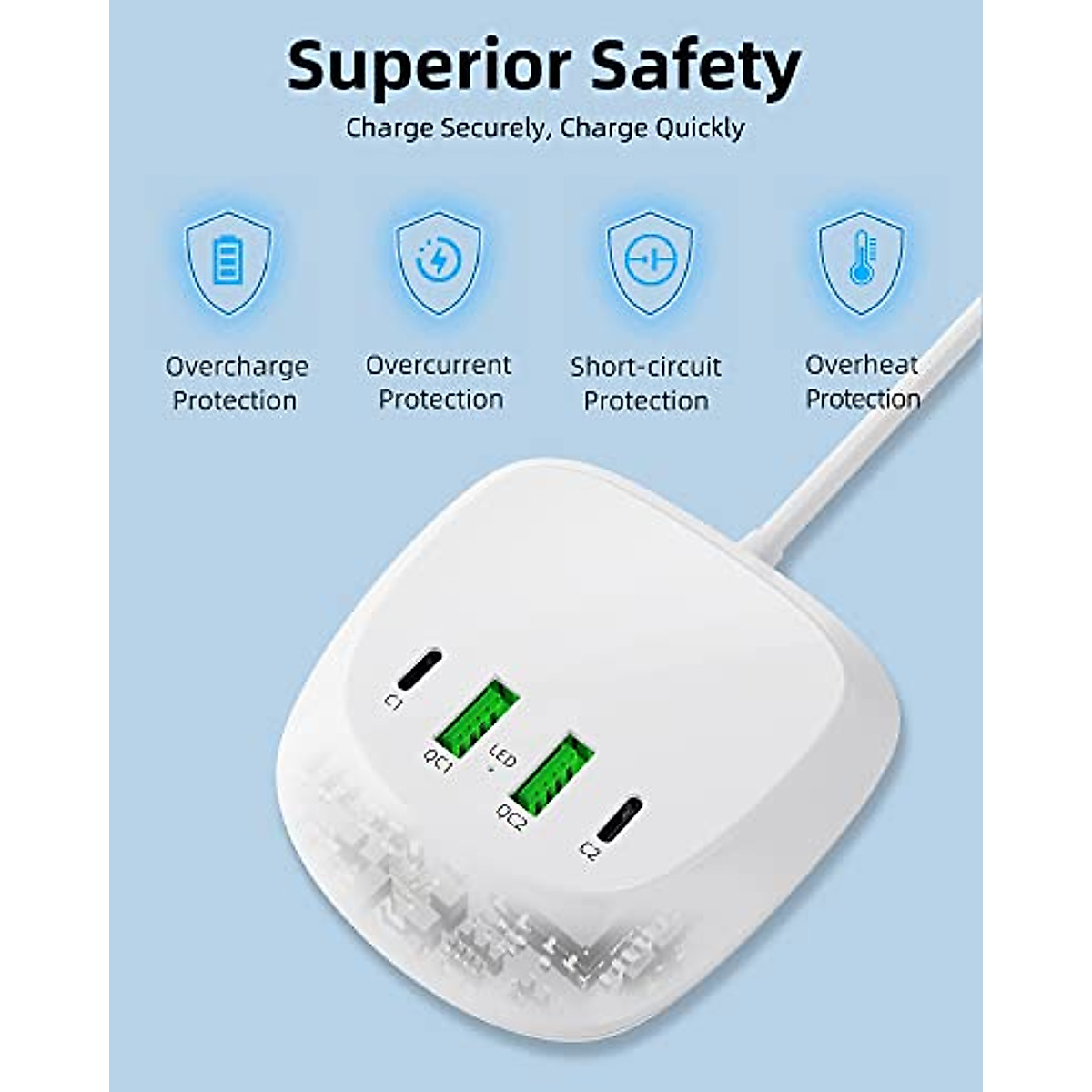 USB C Charging Station,2 USB-C(20W) Ports & 2 QC3.0 Ports USB Charging Hub Charger for iPhone 14 Series/13/13 Mini/13pro Max/12/12 Mini/12Pro/12 Pro Max/11/11 Pro iPad AirPod,Smart Phone,Multi Devices