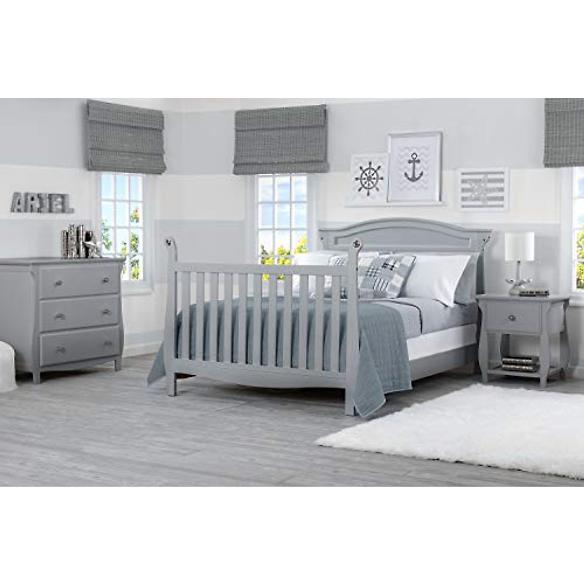 Delta Children Lancaster 4-in-1 Convertible Baby Crib, Grey