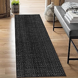 Nailttos Kitchen Runner Rug 2' x 6', Modern Hand Woven Reversible Bohemian Black and White Rug, Machine Washable Kitchen Rug Runner Floor Carpet for Bedroom Bathroom Laundry Living Room