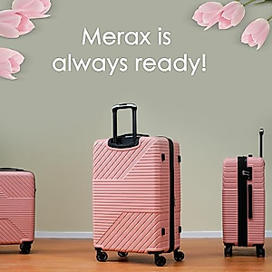 Merax Luggage Sets 3 Piece Suitcases Set ABS Expandable 8 Wheels Spinner Suitcase, TSA Lock Travel Luggage For Man And Women (Pink)
