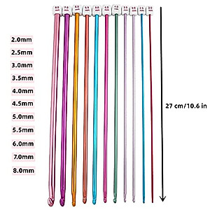 Cdrompy Tunisian Crochet Hook Set,11 Packs Tunisian Crochet Hook Afghan Aluminum Crochet Needle(2mm to 8mm)