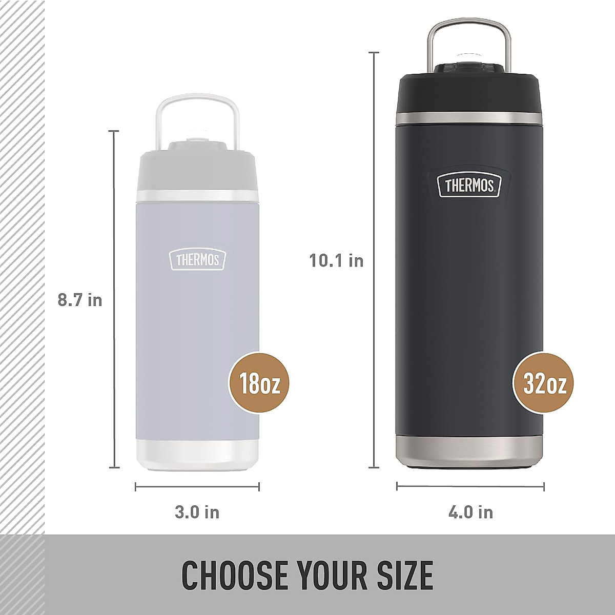 ICON SERIES BY THERMOS Stainless Steel Water Bottle with Straw Lid, 32 Ounce, Sandstone